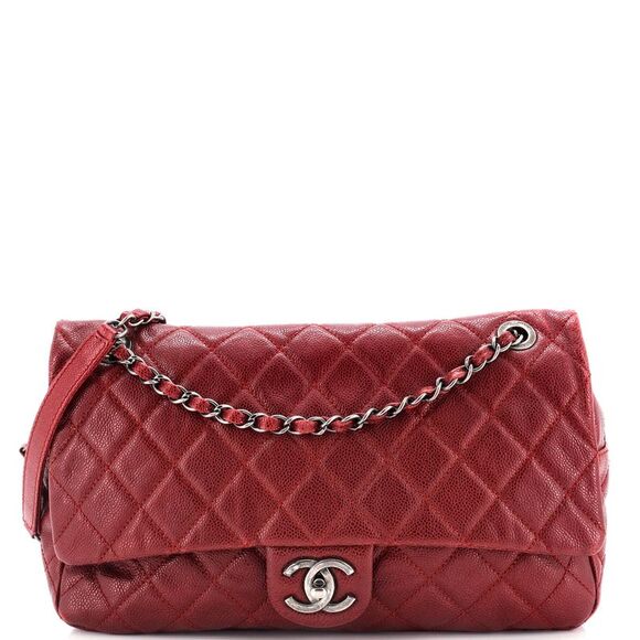 CHANEL | Bags | Chanel Easy Flap Bag Quilted Caviar Large Red | Poshmark